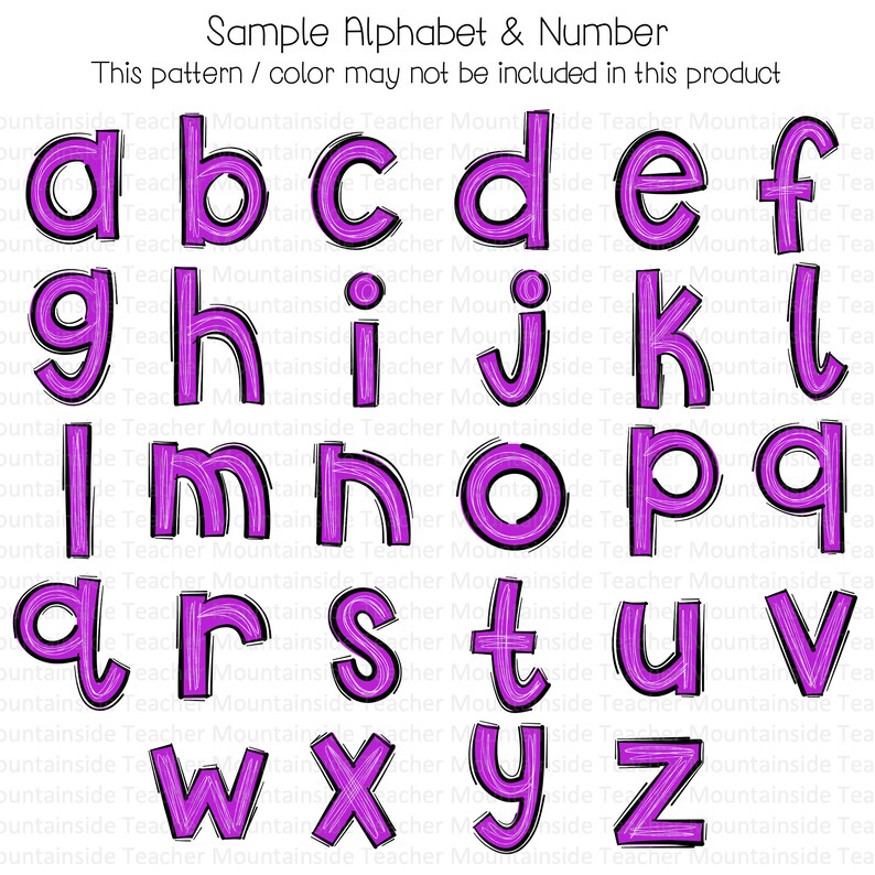 Scribble Letters, Doodle Alphabet Bundle, PNG Bundle, Doodle ...