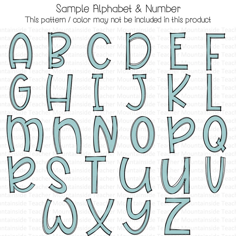 Bright Colored Block Doodle Letters Alphabet PNG Bundle Doodle - Etsy