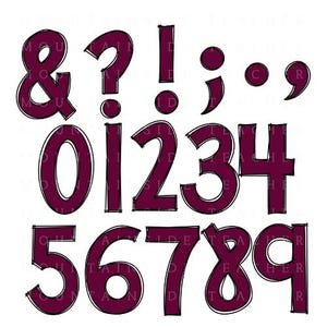 Double Outline Block Letters Shades of Purple Bundle Doodle Sublimation ...