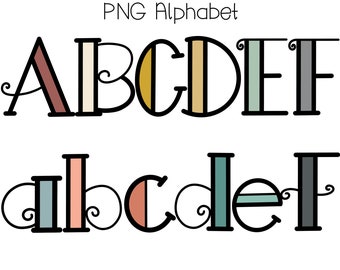 Block Letters Scribble Boho Doodle Alphabet PNG Bundle Doodle ...