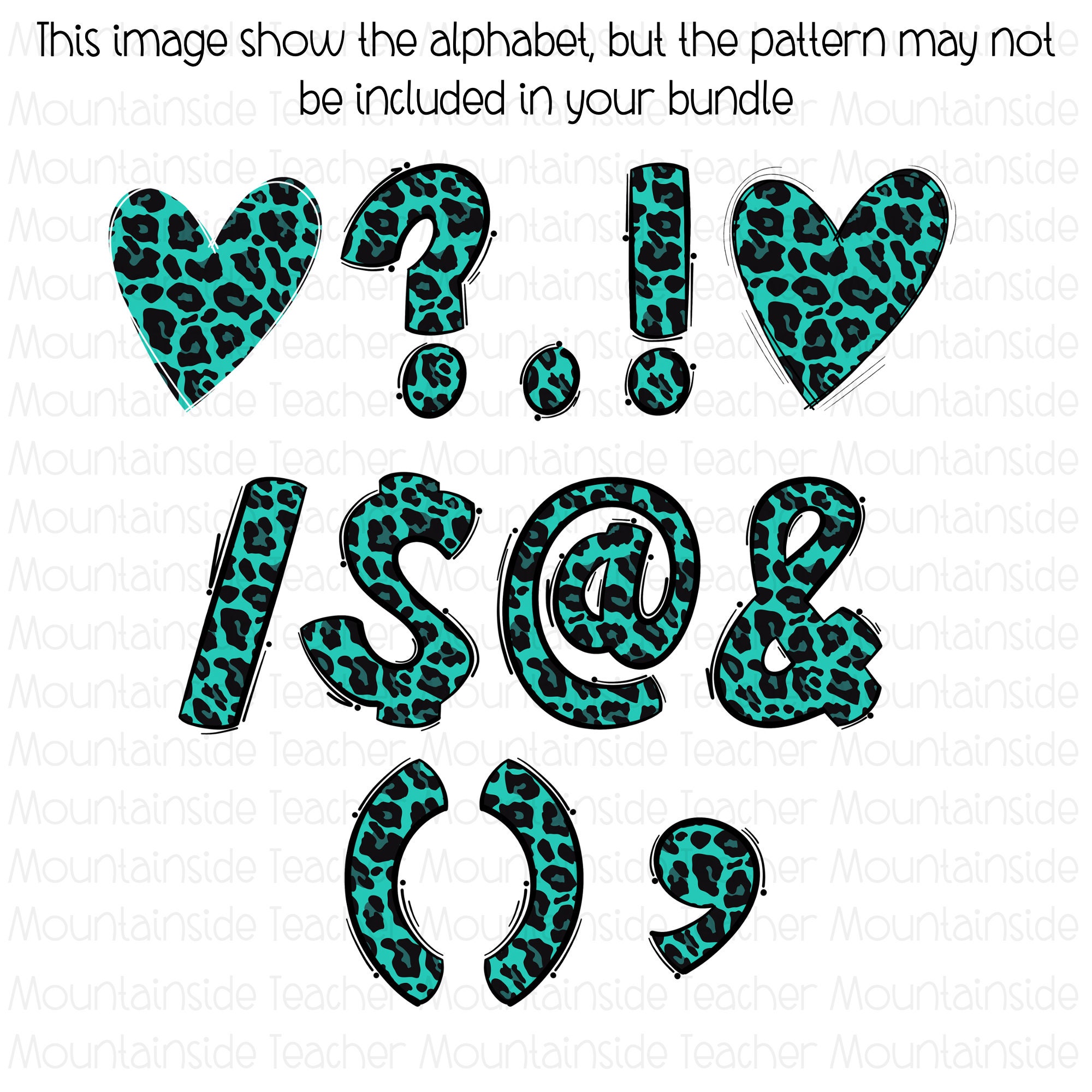 Animal Print Doodle Alphabet PNG Bundle: Sublimation Alpha Set (digital ...