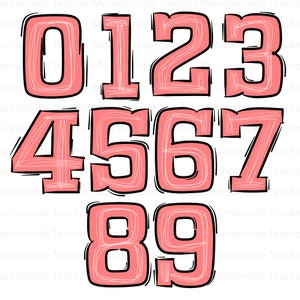 Varsity Scribble Letters, Red Doodle Alphabet, PNG Bundle, Sublimation ...