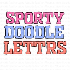 Varsity Letter Alphabet, Summer Color Alphabet PNG Bundle, Doodle ...