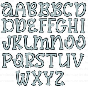 Boho Scribble Doodle Alphabet PNG Sublimation Alpha Design Uppercase ...