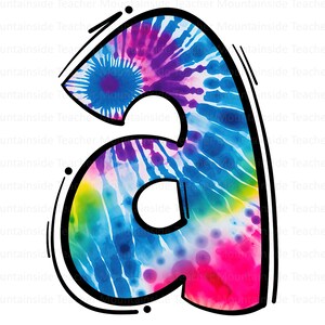 Tie Dye Doodle Font: PNG Alphabet & Numbers (digital Download) - Etsy