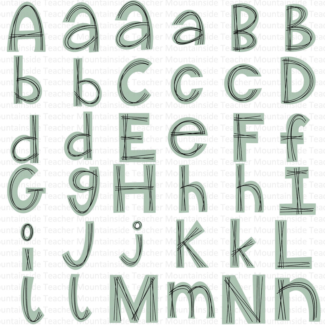 Block Letters Scribble Boho Doodle Alphabet PNG Bundle Doodle - Etsy