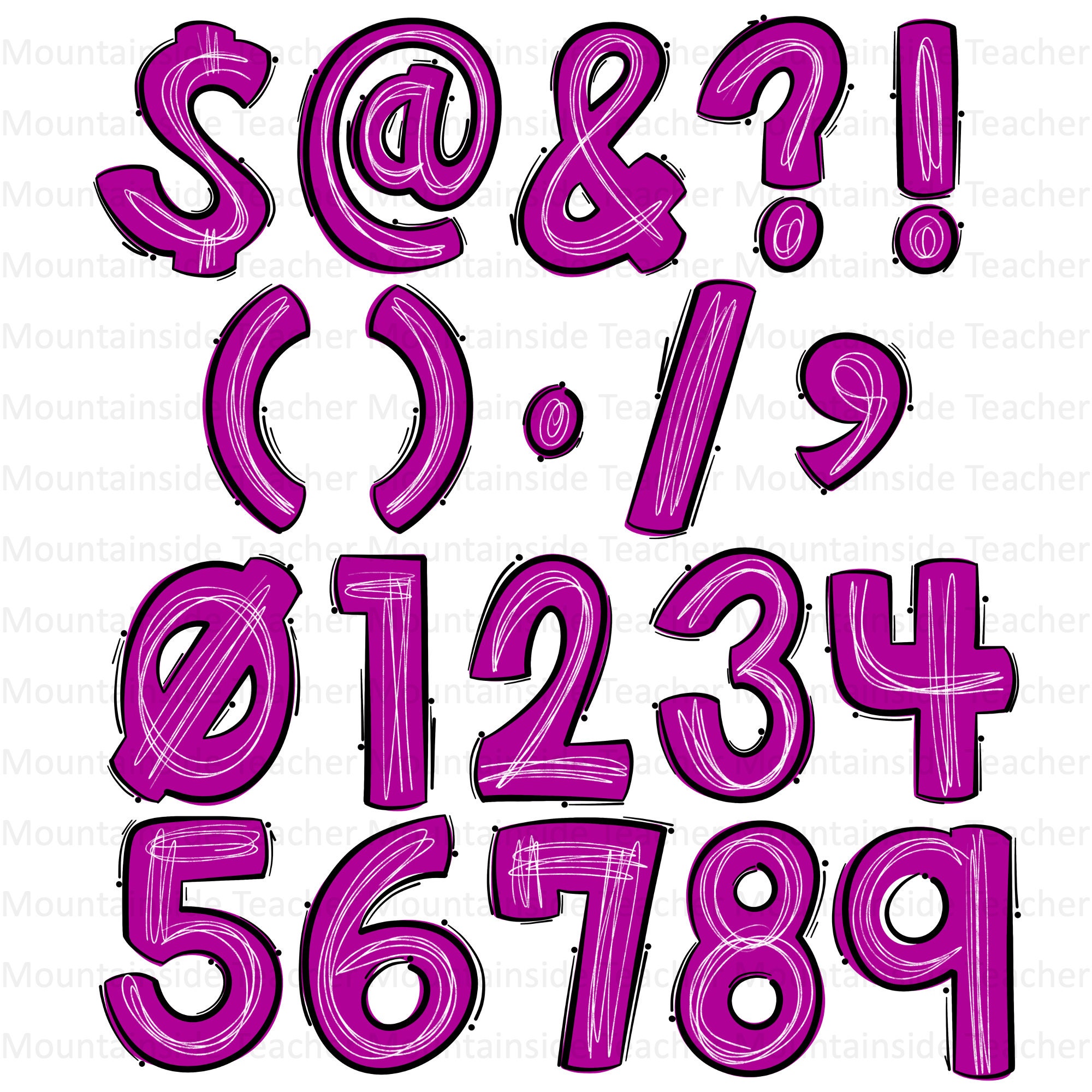 Scribble Letters, Bright Doodle Alphabet, PNG Bundle, Doodle ...