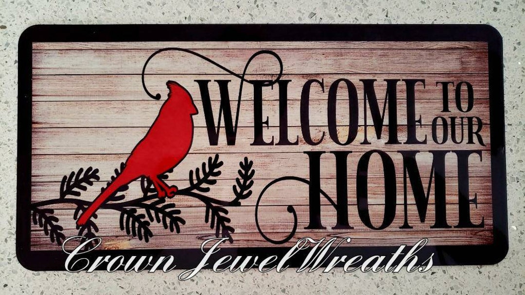 Cardinal Welcome Wreath Sign, Welcome Sign for Wreath - Etsy