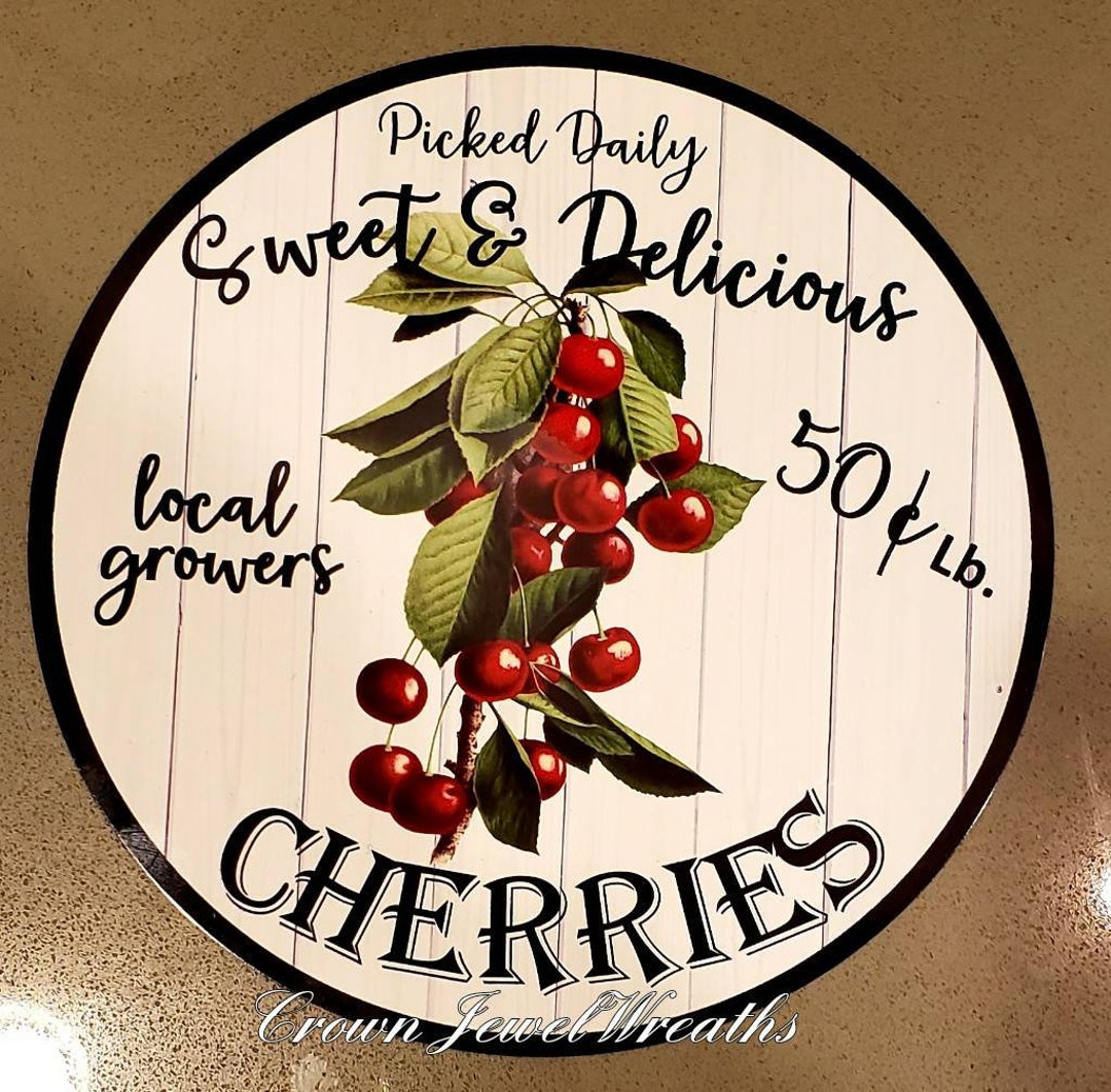 Cherries Wreath Sign Wreath Sign With Cherries Sign for - Etsy