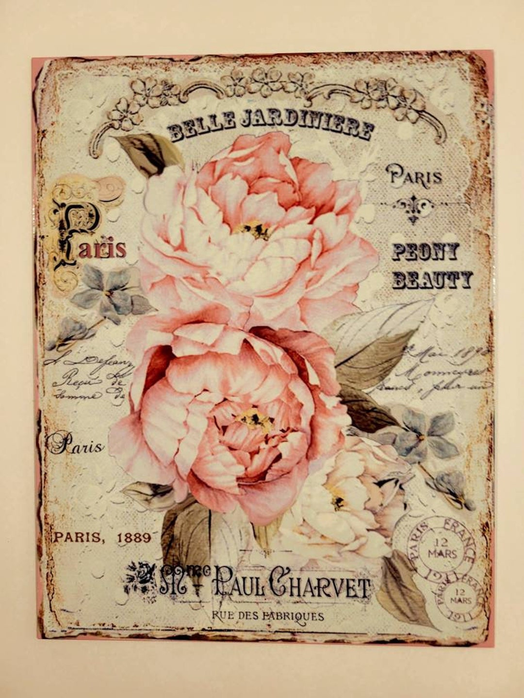 Vintage Pink Peony Wreath Sign. Sign for Door Wreath - Etsy