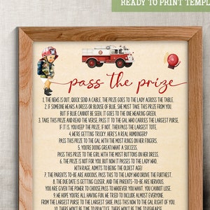 Little Firefighter Pass the Prize Baby Shower Game, Pass the Gift Poem ...