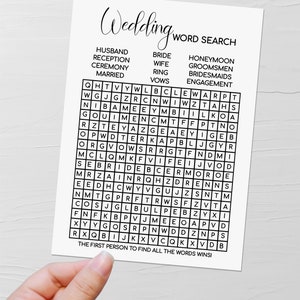 Wedding Word Search Minimalist Bridal Shower Game, Simple Elegant ...
