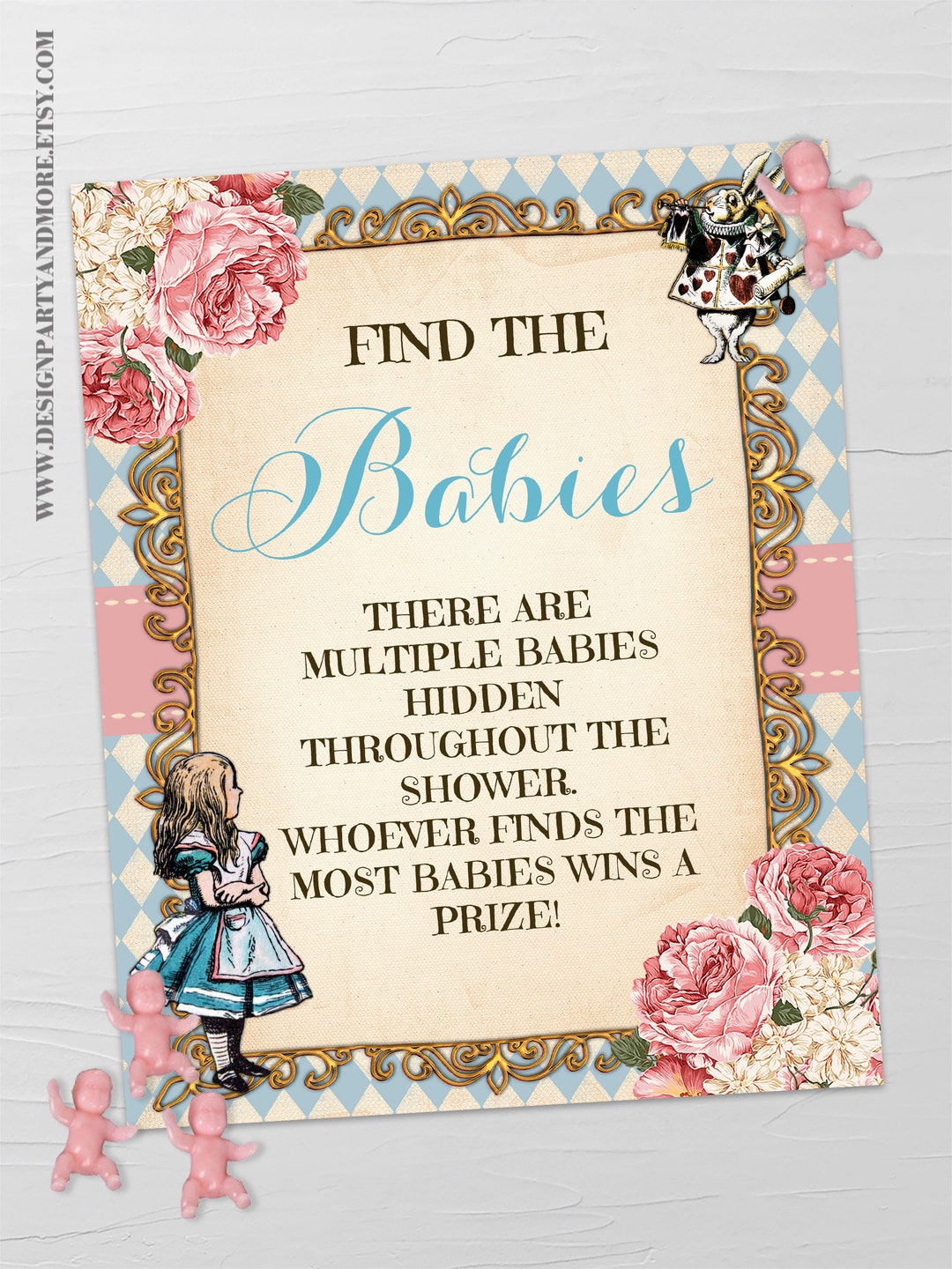 Alice in Wonderland Baby Shower Game: Find the Babies (ready to Print ...
