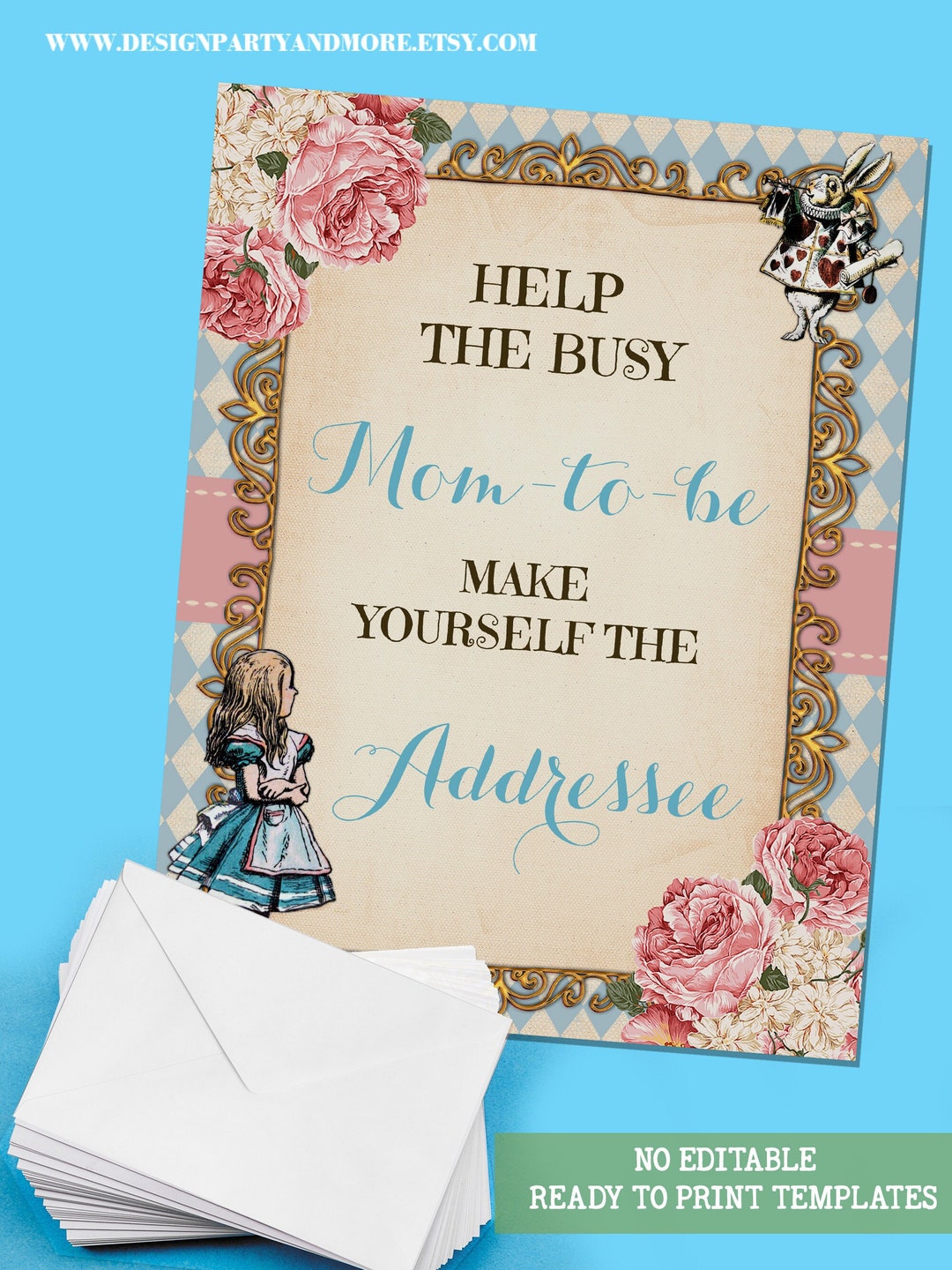 Alice in Wonderland Baby Shower Game: Make Yourself the Addressee ...