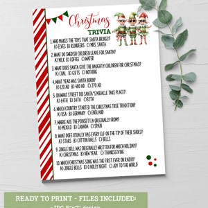 Christmas Trivia Game, Elves Christmas Party Game, Red White Christmas ...