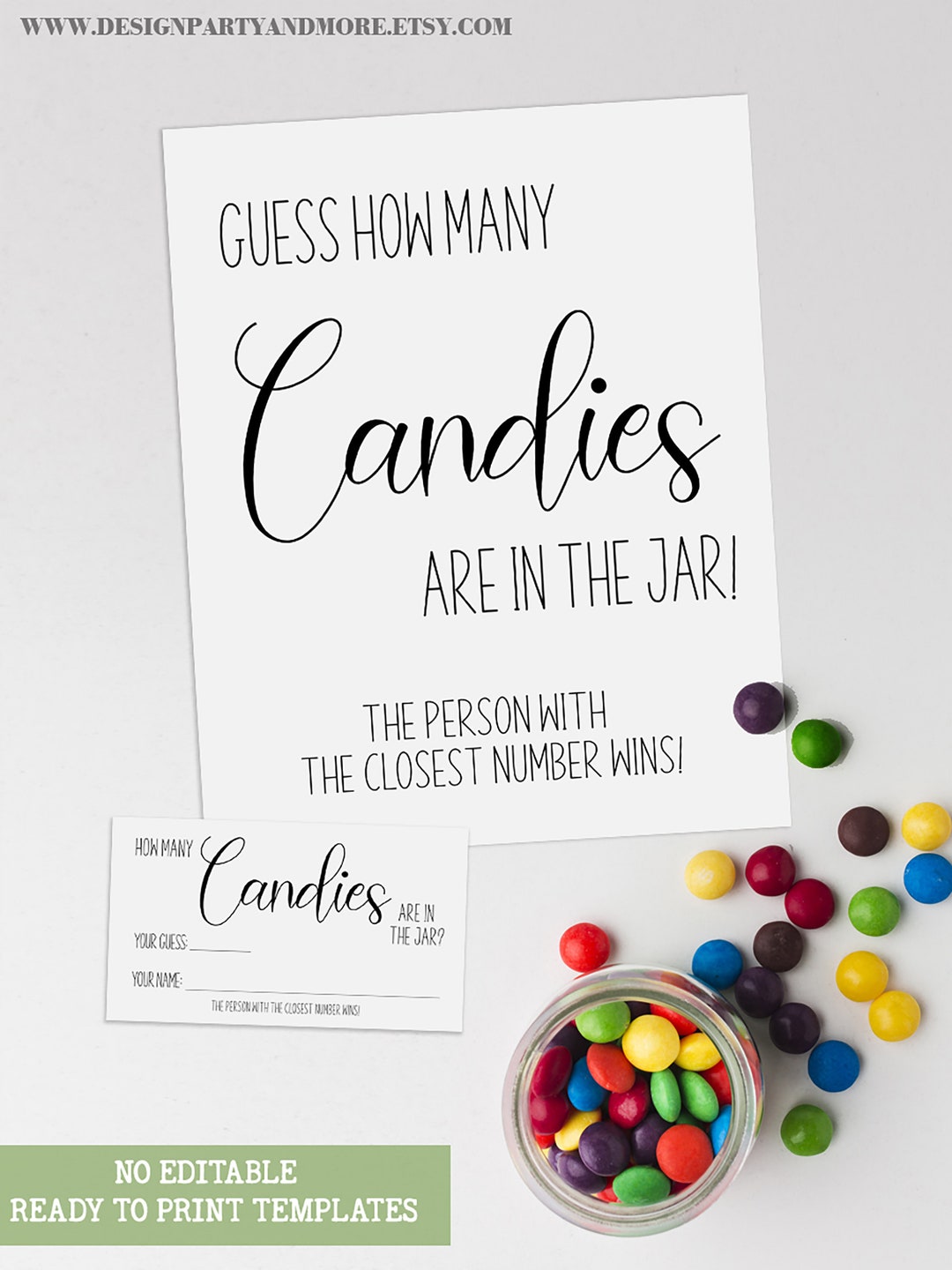 Guess How Many Candies Game, Minimalist Baby Shower Game, How Many ...