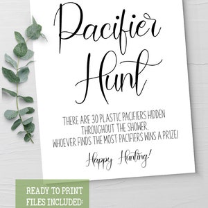 Pacifier Hunt Game, Minimalist Baby Shower Game, Find the Pacifiers ...