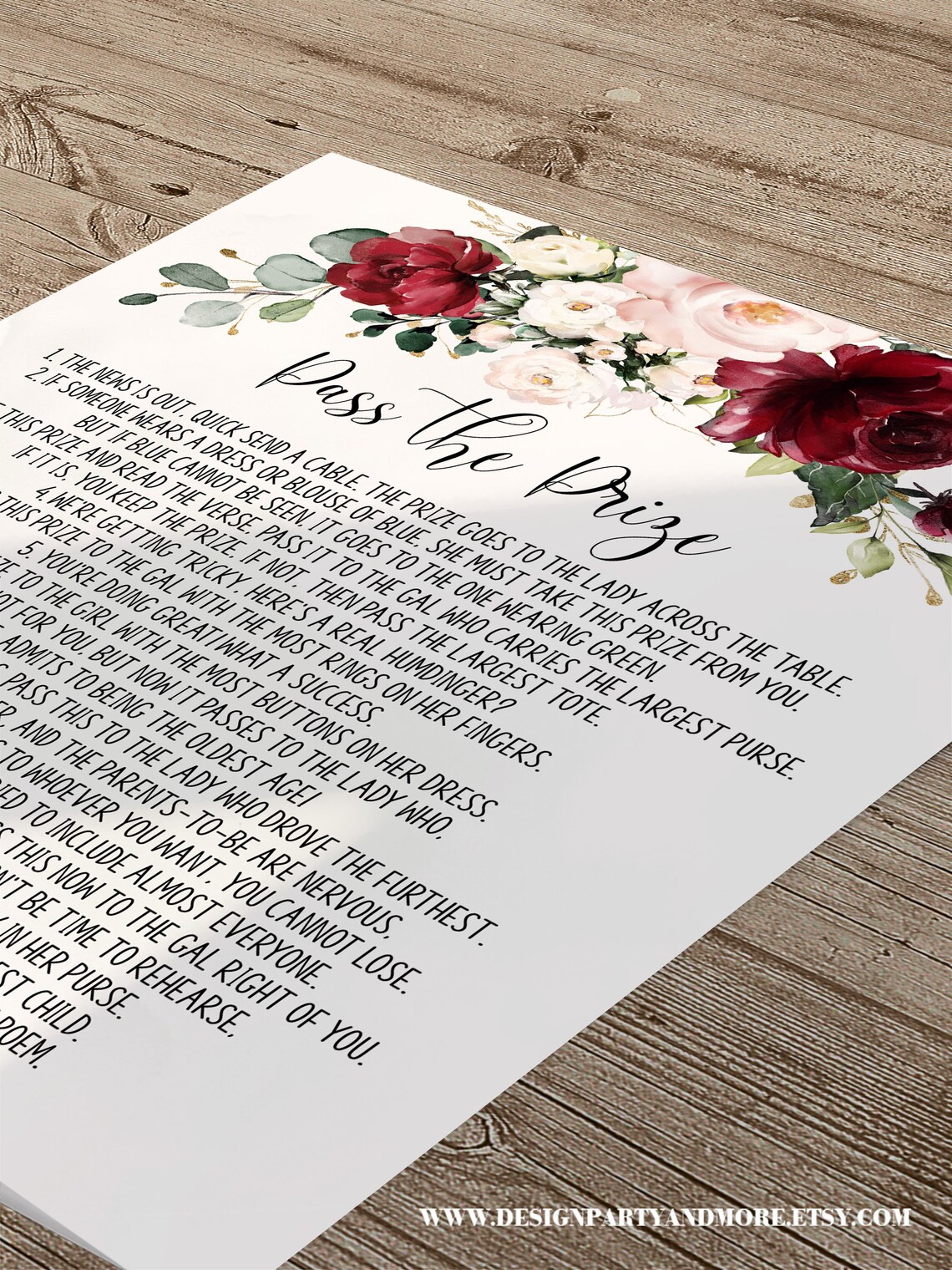 Marsala Pass the Prize Game Baby Shower Game, Pass the Gift Baby Shower ...