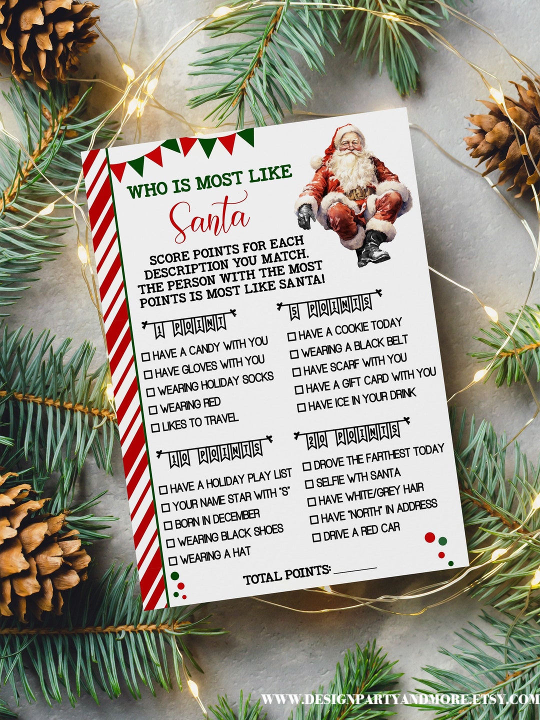 Christmas Who is Most Like Santa Game, Elves Christmas Party Game. Red ...