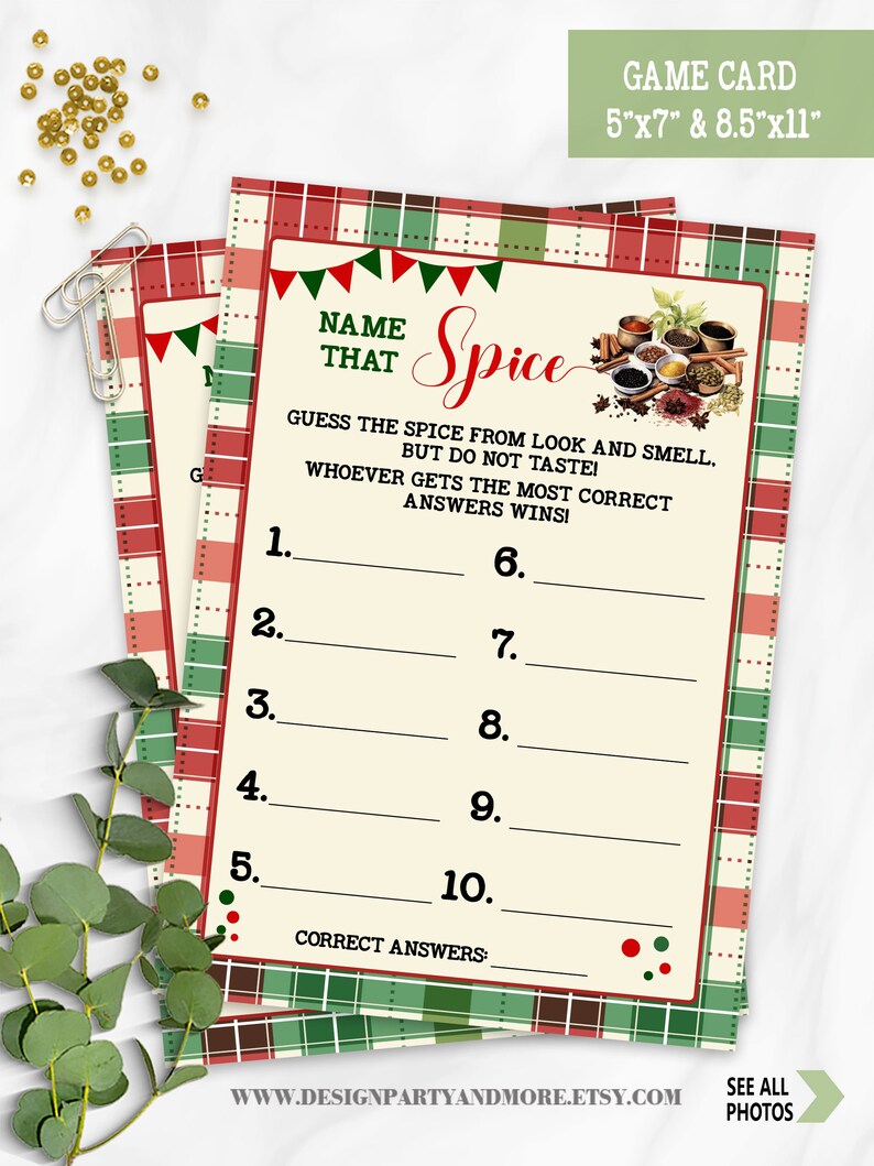Christmas Name That Spice Game Guess the Spice Game Vintage - Etsy
