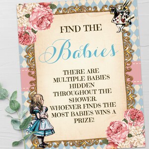 Alice in Wonderland Baby Shower Game: Find the Babies (ready to Print ...