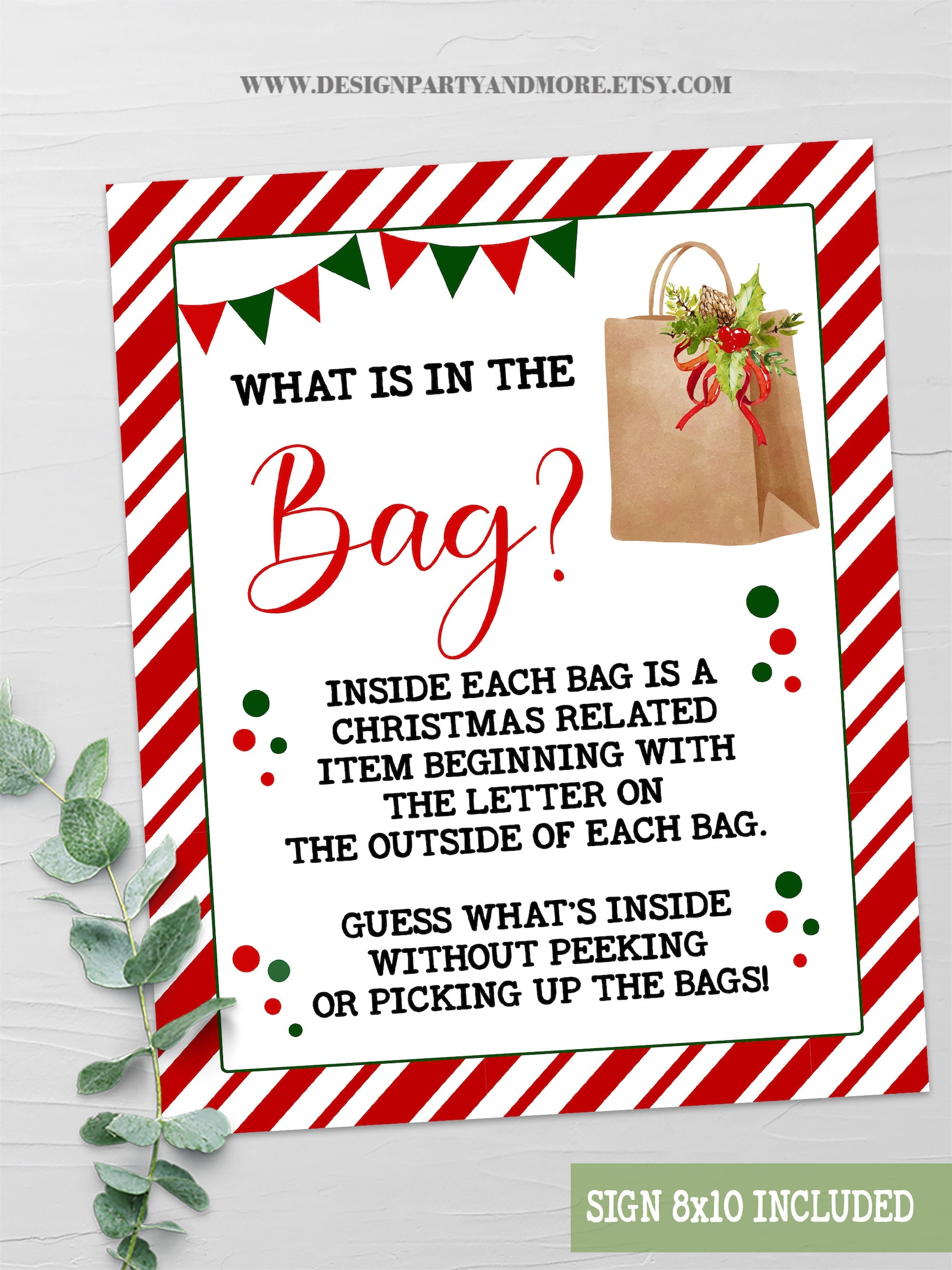 Christmas Guess What is in the Bag Game, Elves Christmas Game, Red ...