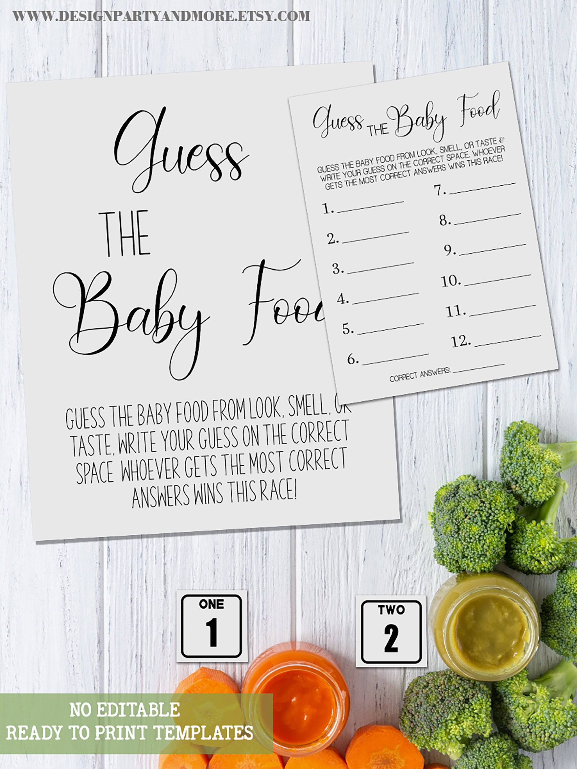Guess Baby Food Game, Minimalist Baby Shower Game, Taste Baby Food Game ...