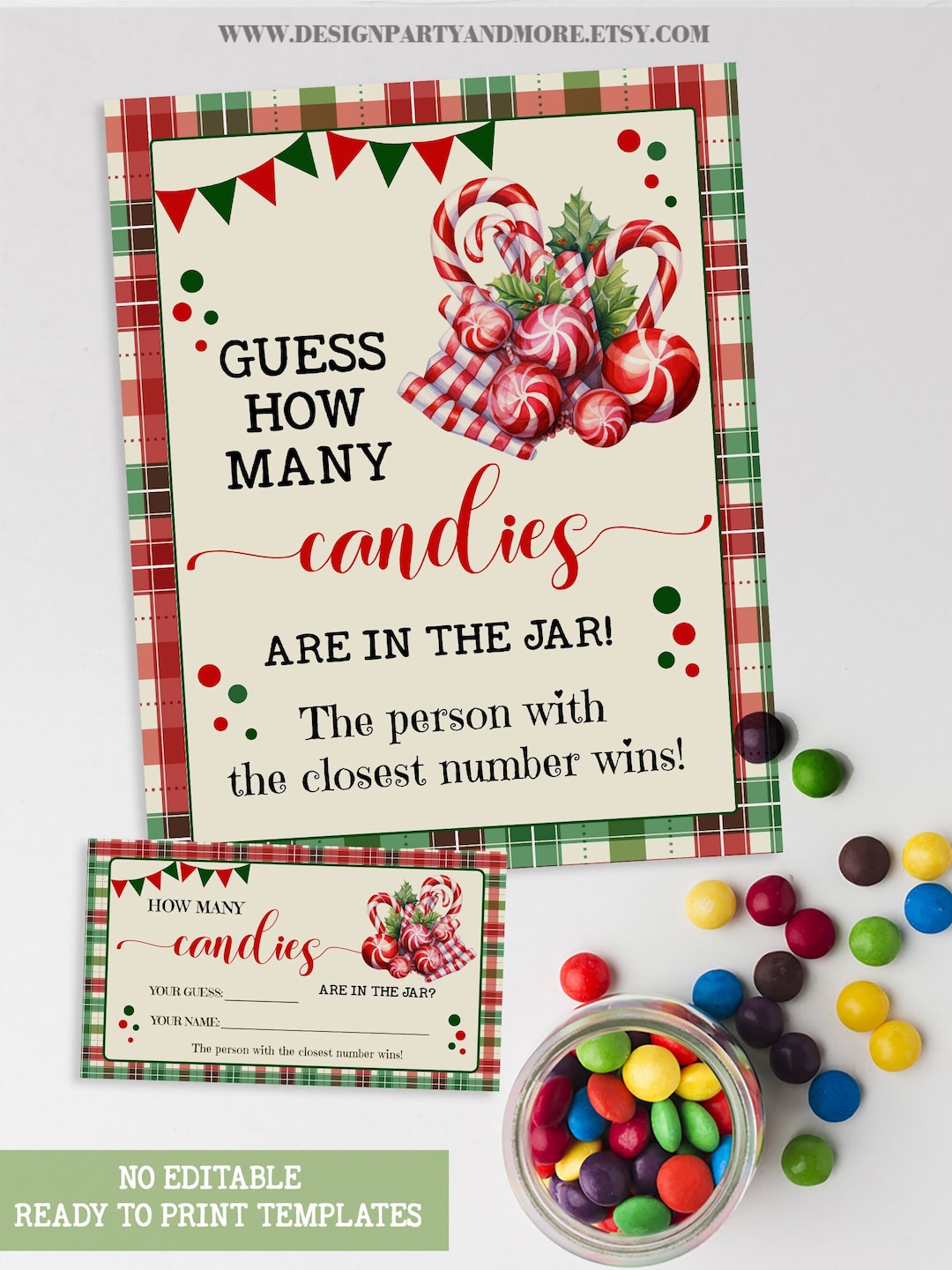 Christmas Guess How Many Candies Game Vintage Santa Christmas Family ...