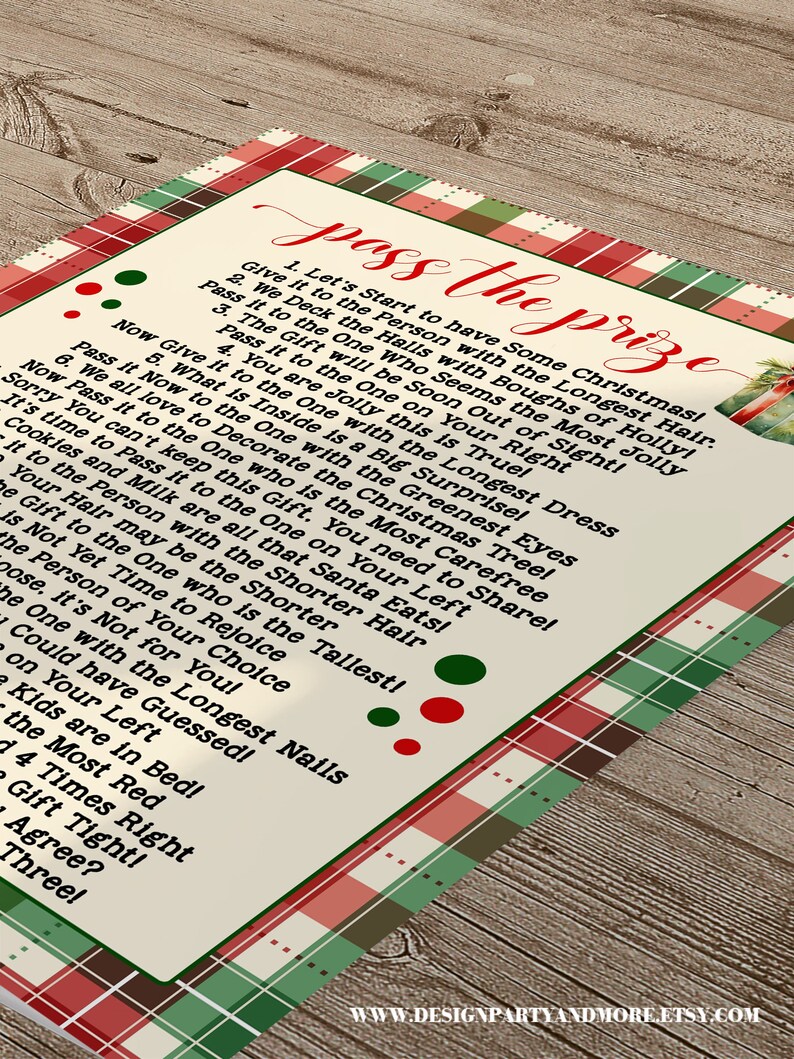Christmas Pass the Prize Game, Pass the Gift Christmas Game Vintage ...