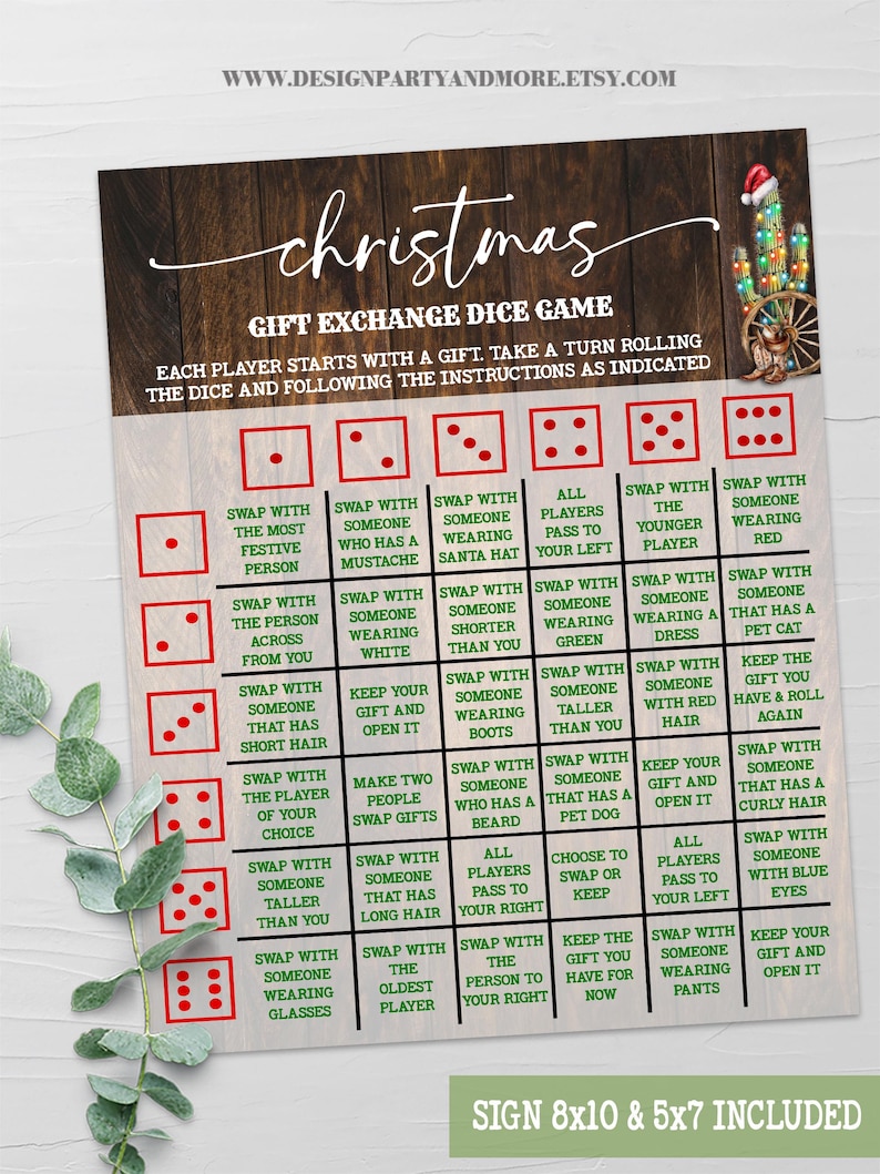 Western Christmas Gift Exchange Dice Game Christmas Country Roll the ...