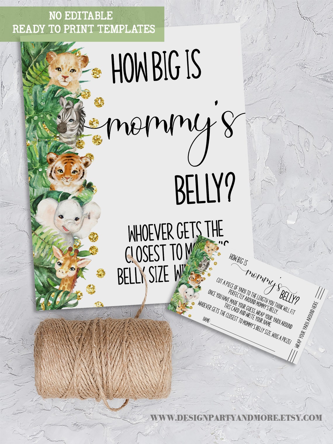 Safari How Big is Mommy's Belly Game, Wild One Tropical Baby Shower ...