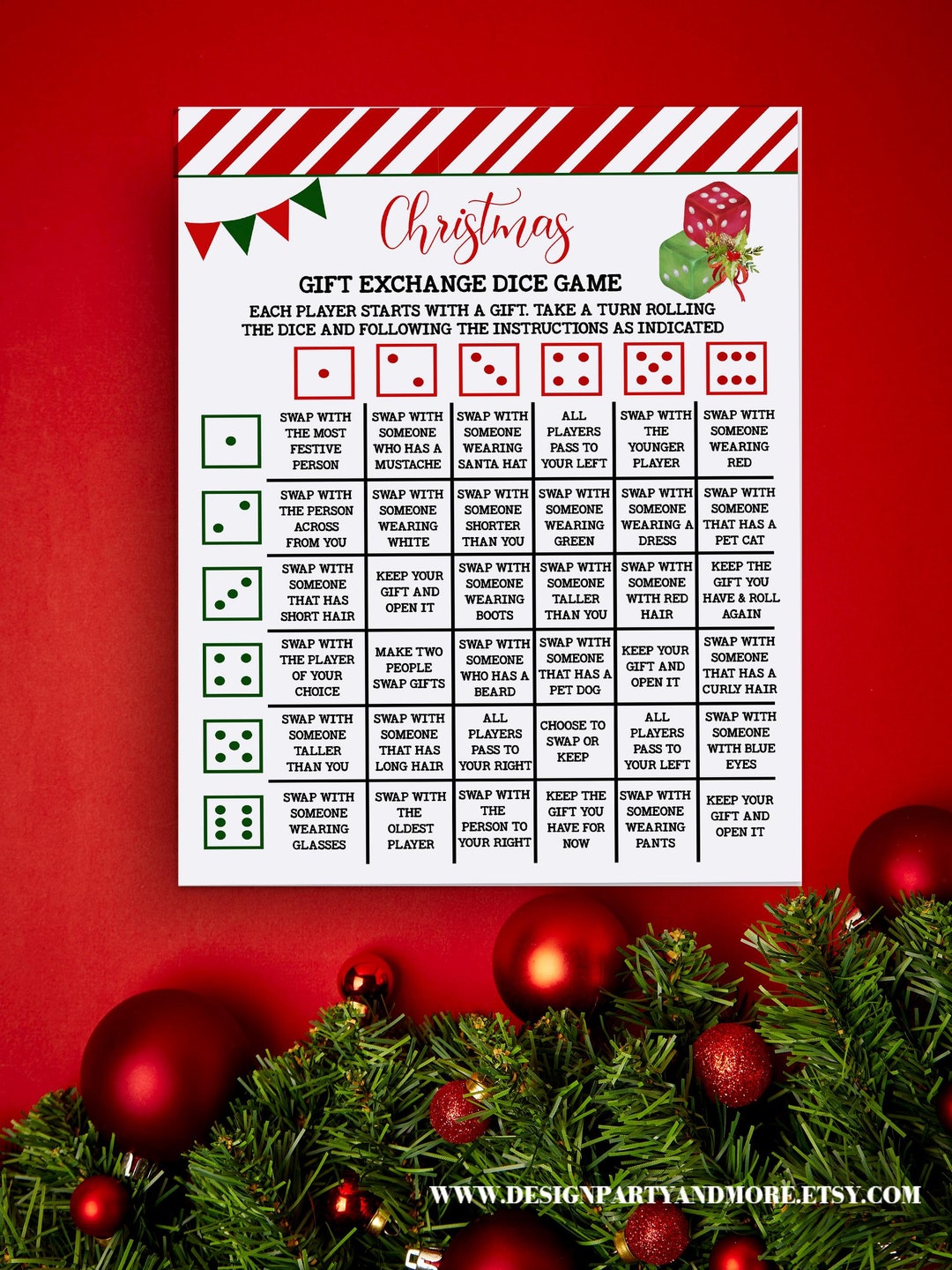 Christmas Gift Exchange Dice Game, Roll the Dice Game, Elves Christmas ...