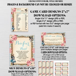 66 Editable Wonderland Baby Shower Games, Alice in Wonderland, Baby ...