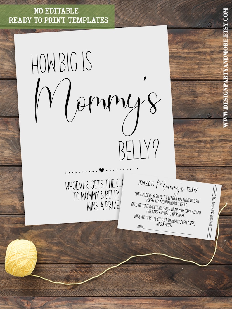 How Big is Mommy's Belly Shower Game, Minimalist Baby Shower Game ...