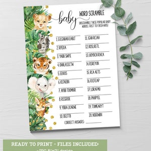 Safari Jungle Animals Baby Word Scramble Game (printable) 11BG-400 - Etsy