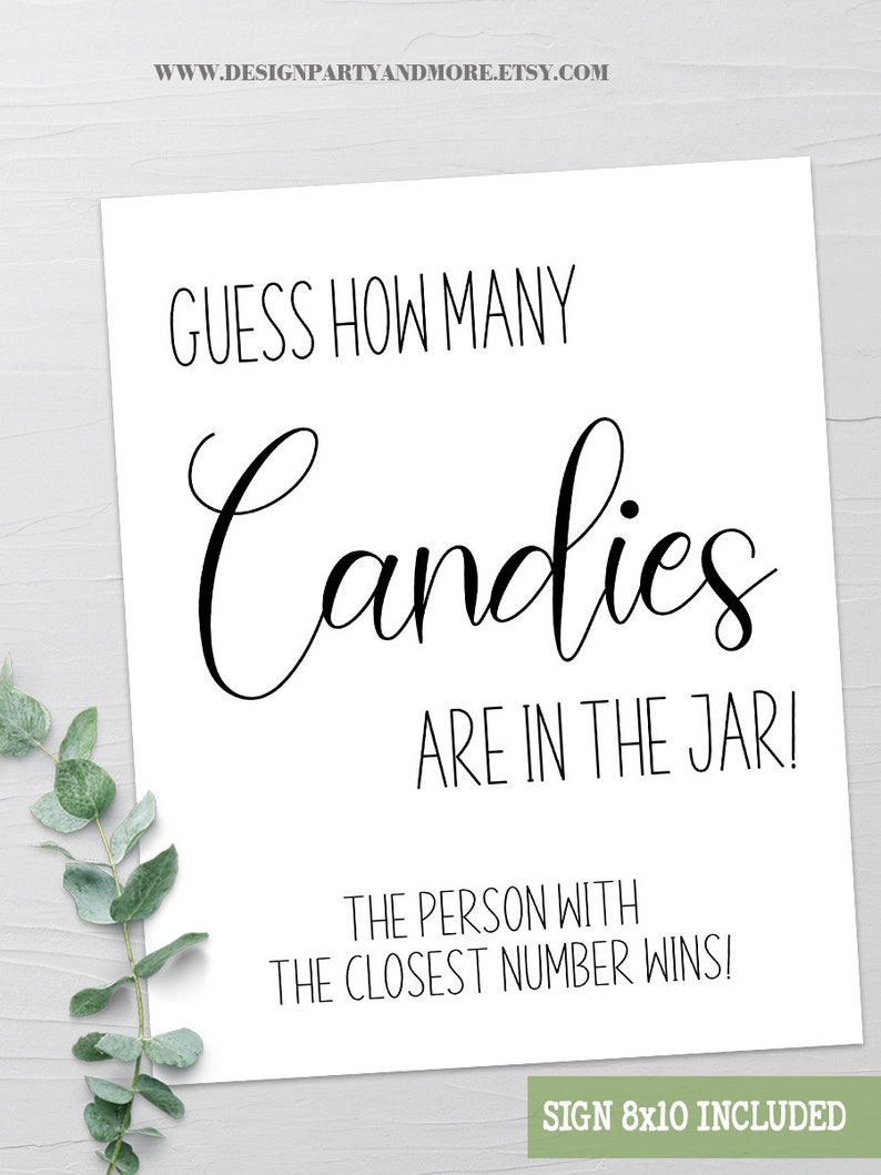Guess How Many Candies Game, Minimalist Baby Shower Game, How Many ...