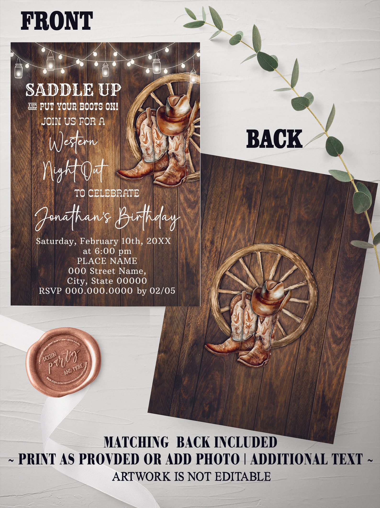 Western Night Out Western Birthday Party Invitation, Saddle up Put Your ...