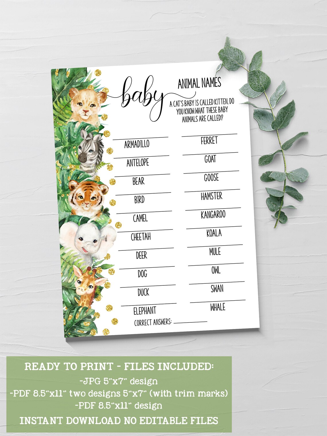 Safari Baby Animals Name Game, Guess Baby Animal Names Game, Wild One ...