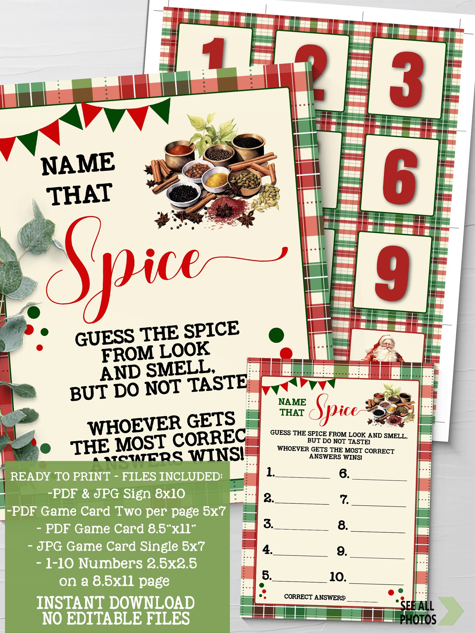 Christmas Name That Spice Game Guess the Spice Game Vintage - Etsy