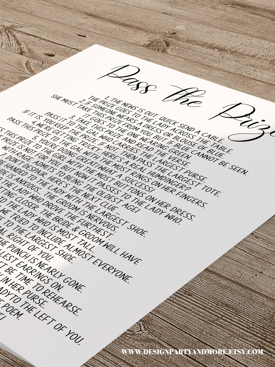 Minimalist Pass the Prize Poem Bridal Shower Game (printable Instant ...