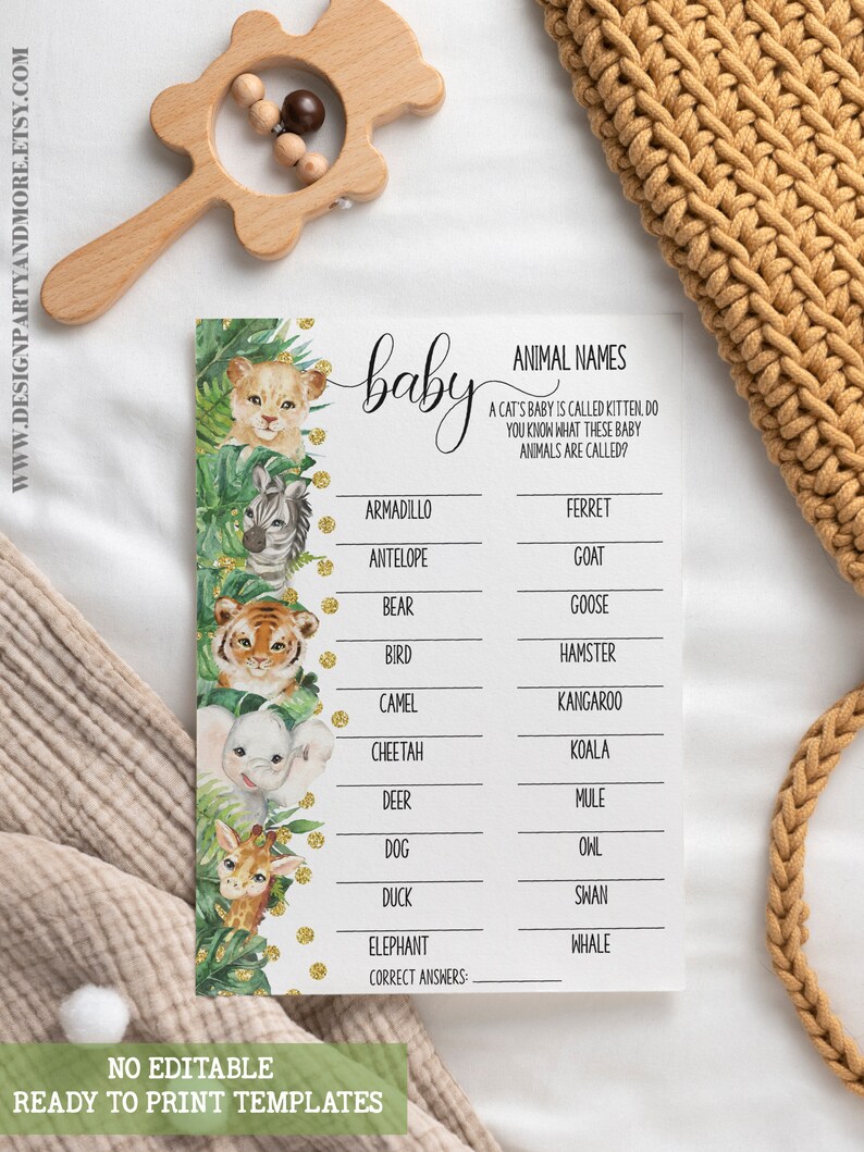 Safari Baby Animals Name Game, Guess Baby Animal Names Game, Wild One ...