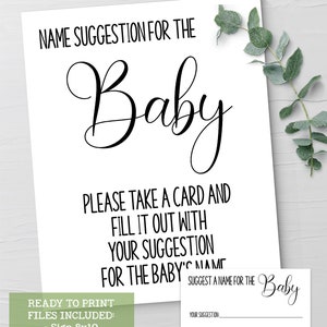 Suggest a Name for the Baby, Minimalist Baby Shower, Suggest a Name ...