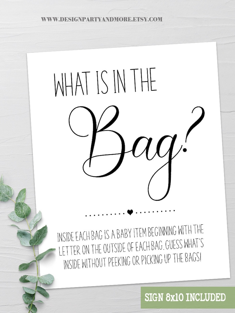 Minimalist What's in the Bag Baby Shower Game (printable) 29BG-1200 - Etsy