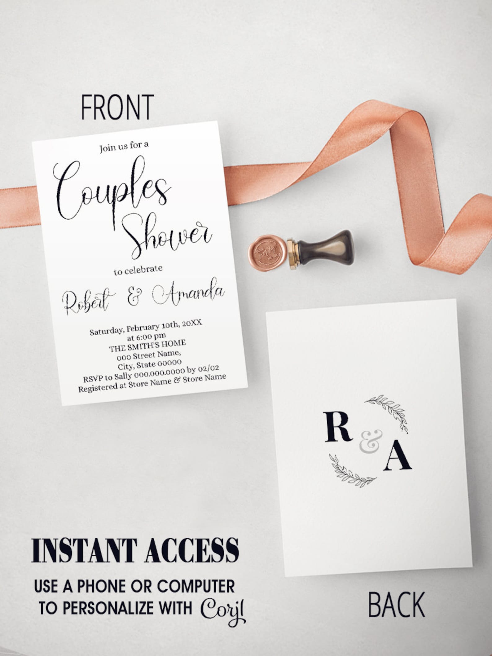 Minimalist Couples Shower Invitation Simple Wedding Shower Calligraphy ...