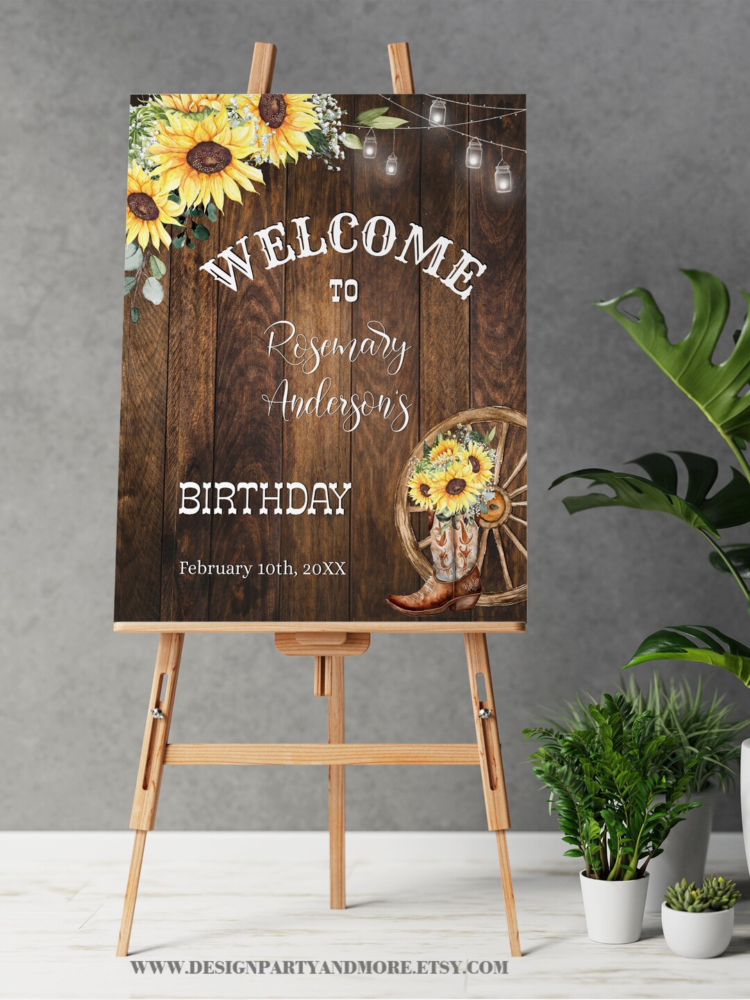 Sunflowers Welcome Sign Western Birthday Party, Rustic Wood Country ...