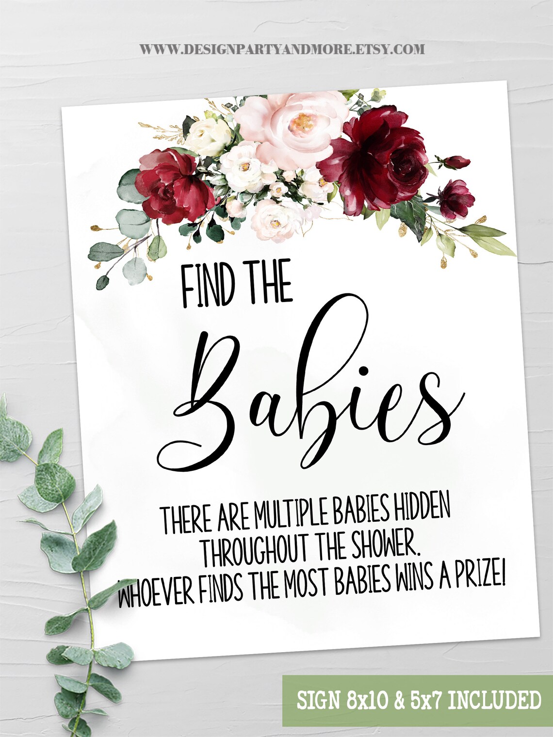 Find the Babies Marsala Baby Shower Game, Find Baby Game, Country ...