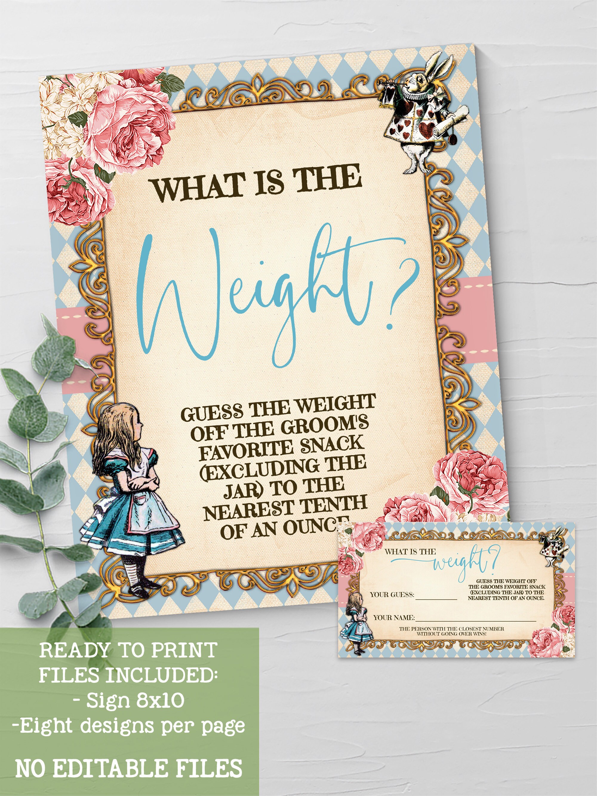 What is the Weight Bridal Shower Game, Alice in Wonderland Shabby ...