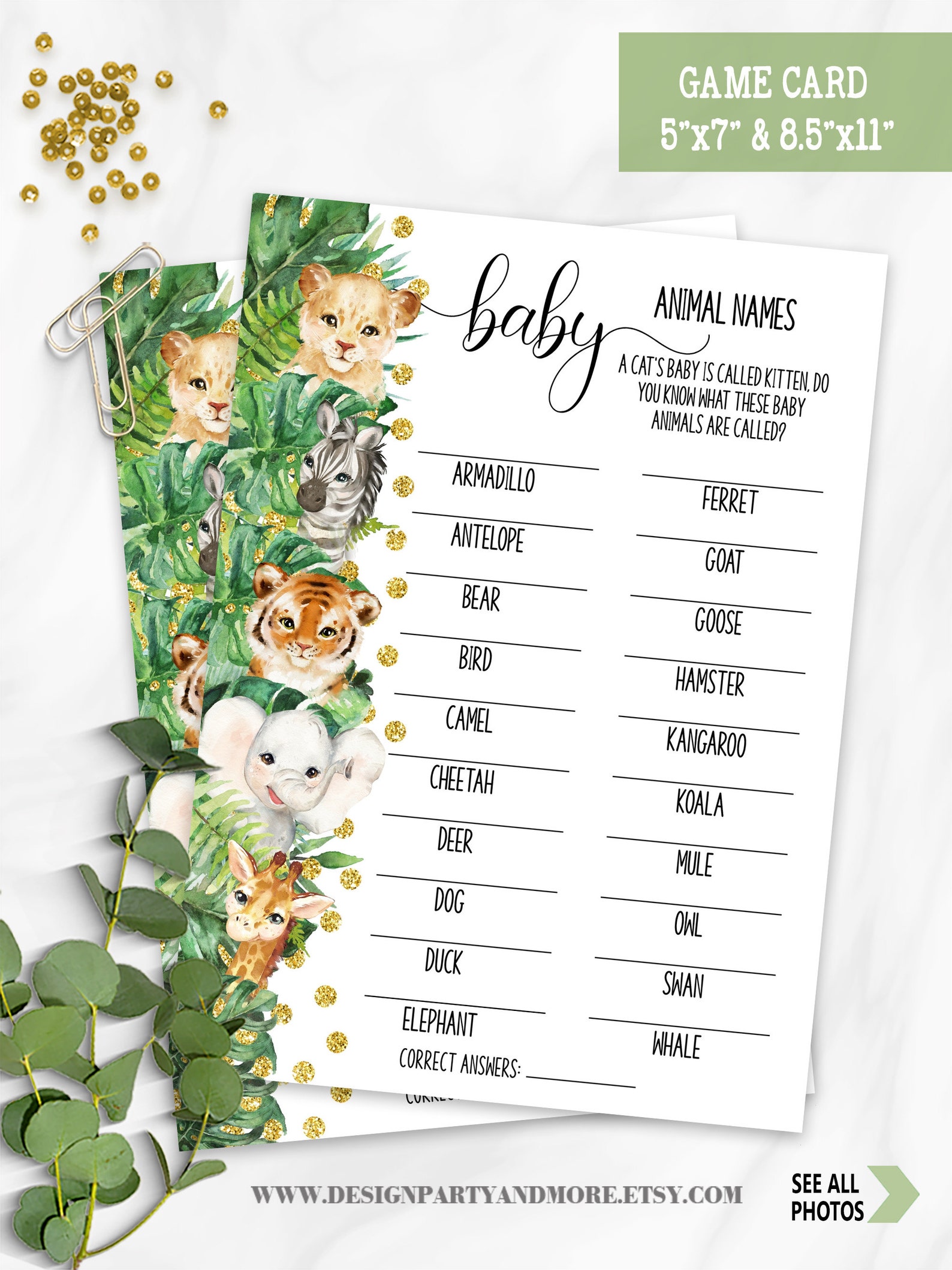 Safari Baby Animals Name Game, Guess Baby Animal Names Game, Wild One ...