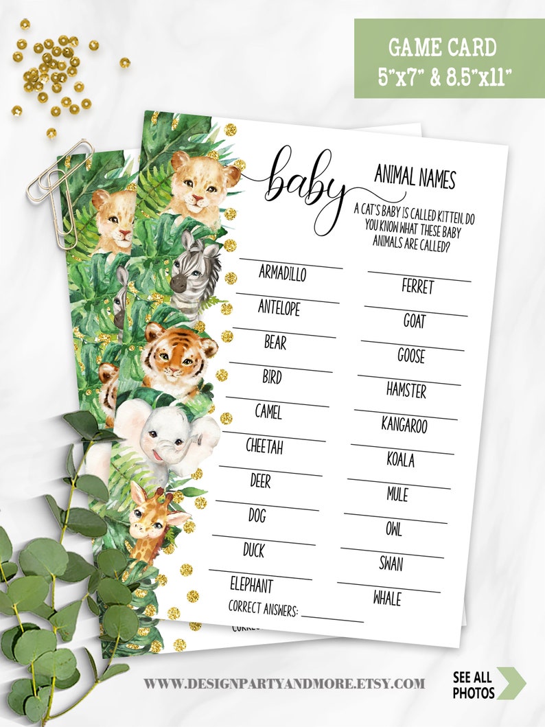 Safari Baby Animals Name Game, Guess Baby Animal Names Game, Wild One ...