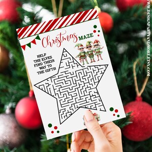 Christmas Maze Game, Holiday Maze, Elves Christmas Party Game, Red ...